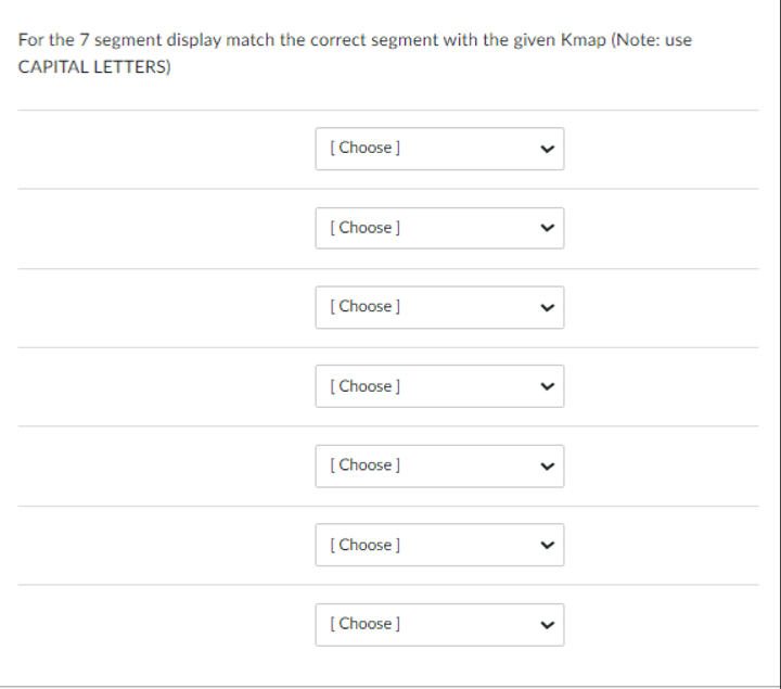 Solved For the 7 ﻿segment display match the correct segment | Chegg.com