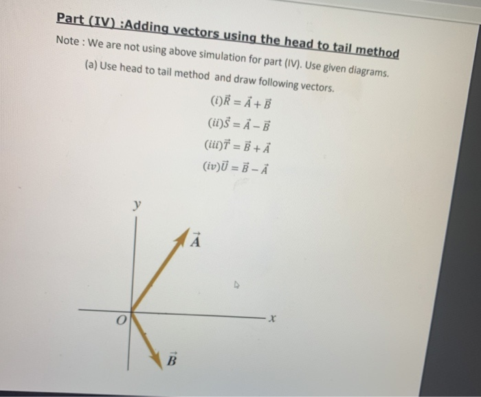 Solved Part (IV) :Adding vectors using the head to tail | Chegg.com