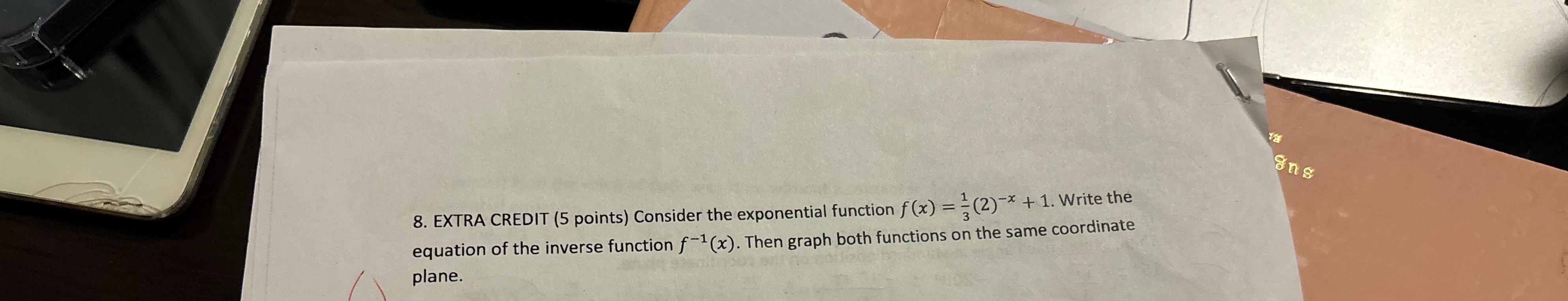 Solved Consider the exponential function f(x)=13(2)-x+1. | Chegg.com