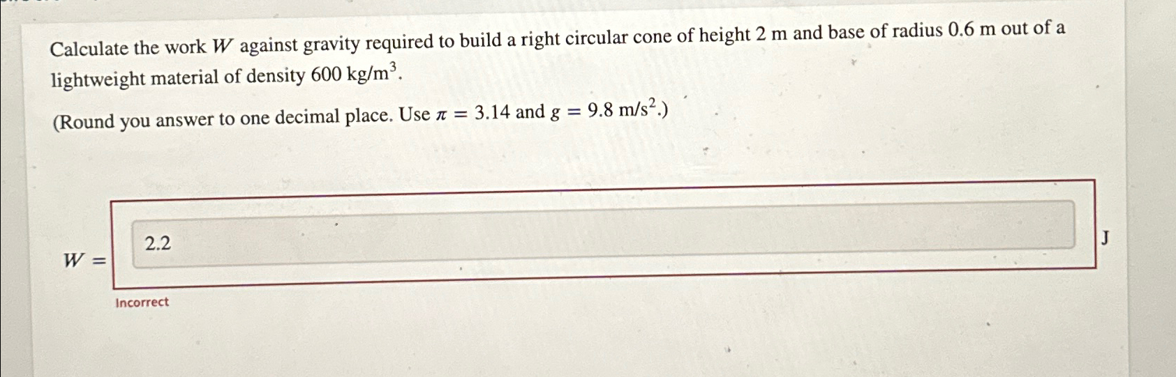 Solved Calculate the work W ﻿against gravity required to | Chegg.com