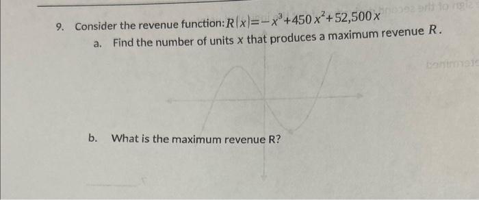 Solved 9. Consider the revenue function: | Chegg.com