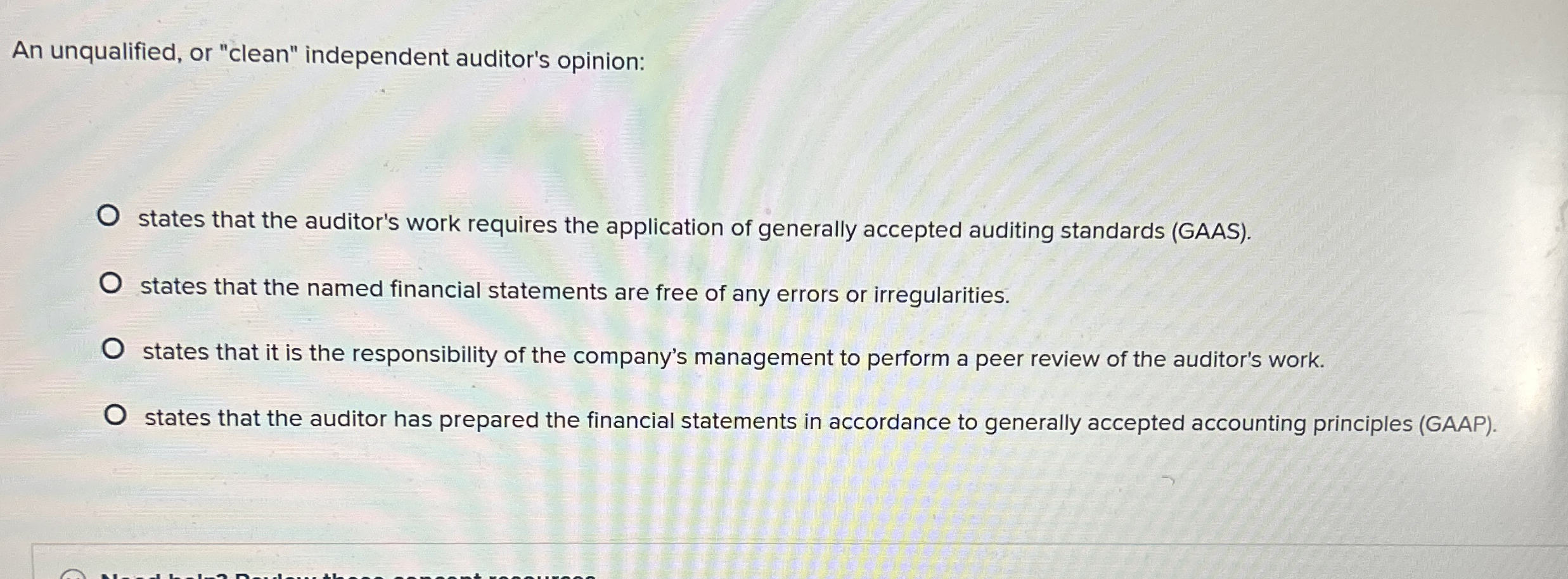 Solved An unqualified, or "clean" independent auditor's | Chegg.com