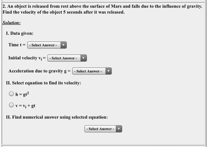 Solved 1 An Object Is Released From Rest Above The Surface