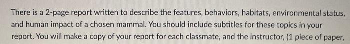 Solved There is a 2-page report written to describe the | Chegg.com