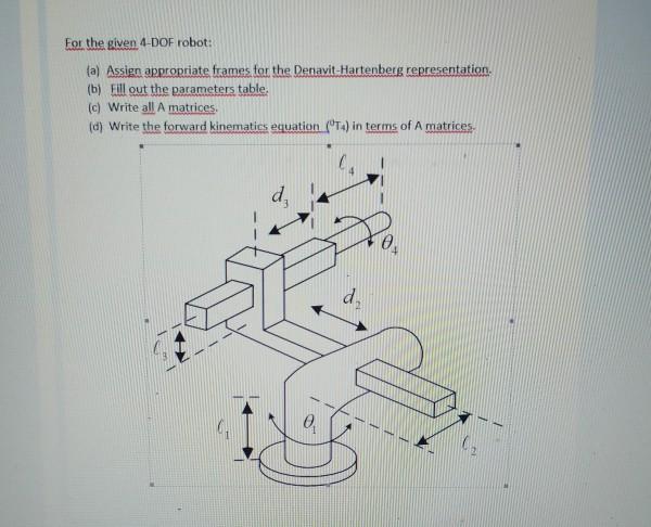 Solved For the given 4-DOF robot: (a) Assign appropriate | Chegg.com