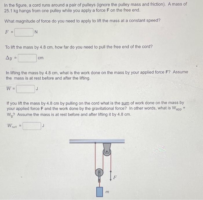 Solved In the figure, a cord runs around a pair of pulleys | Chegg.com