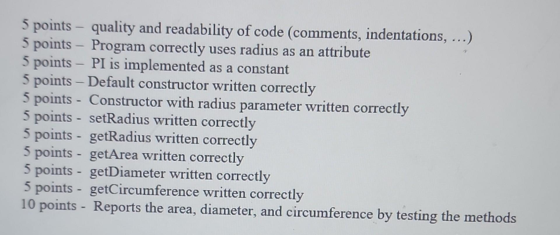 Solved 5 points - quality and readability of code (comments, | Chegg.com