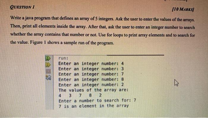 Solved QUESTION [10 MARKS Write a java program that defines | Chegg.com