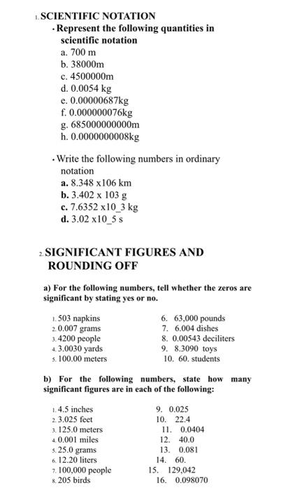 Solved SCIENTIFIC NOTATION - Represent the following | Chegg.com