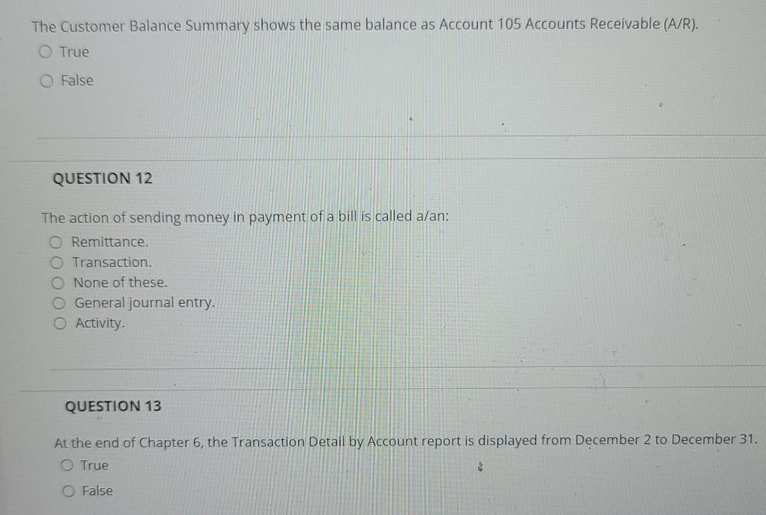The Customer Balance Summary shows the same balance | Chegg.com