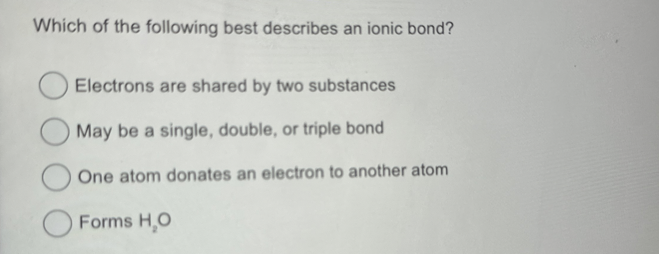 Solved Which of the following best describes an ionic | Chegg.com
