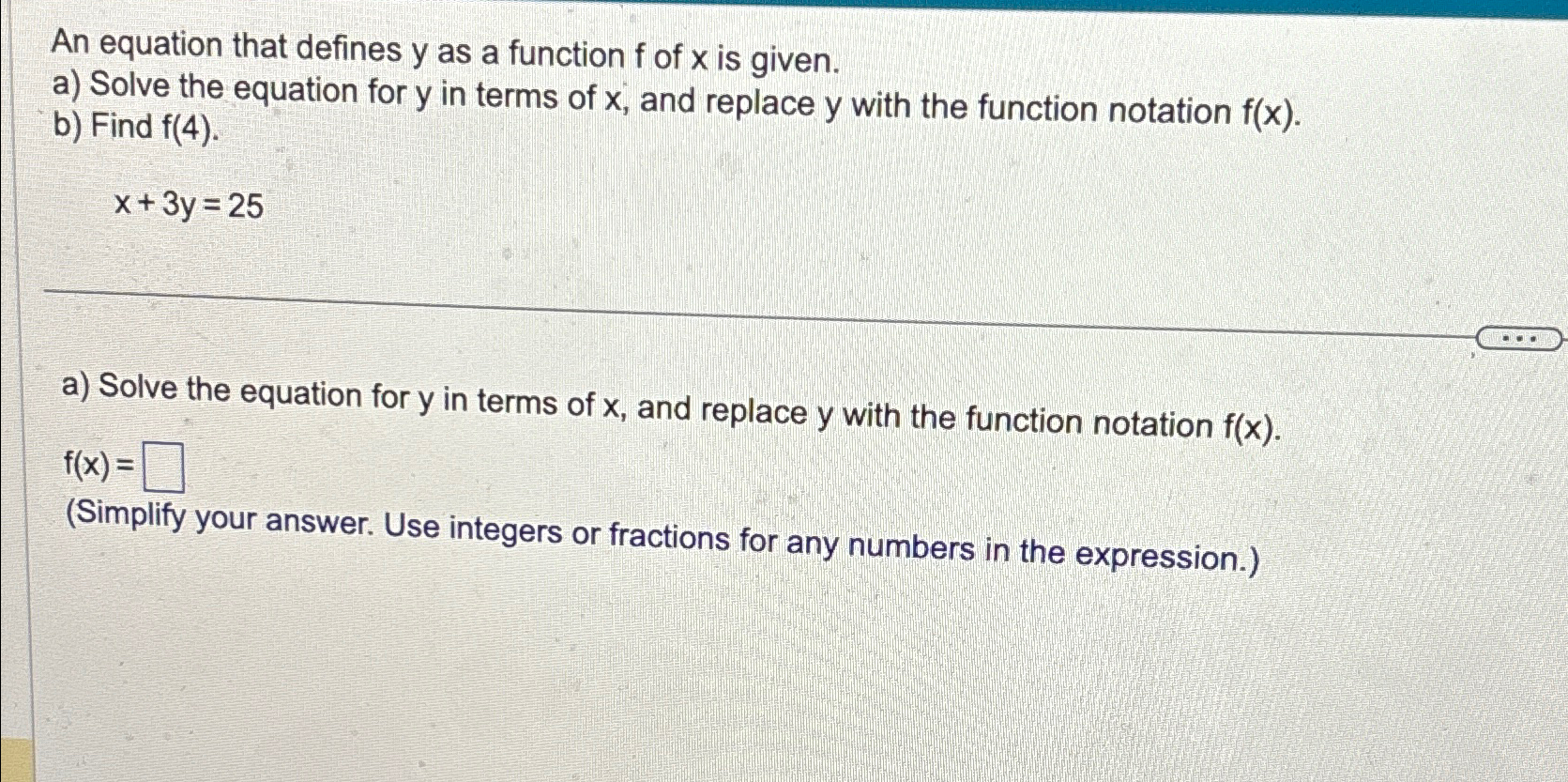 Solved An equation that defines y ﻿as a function f ﻿of x ﻿is | Chegg.com