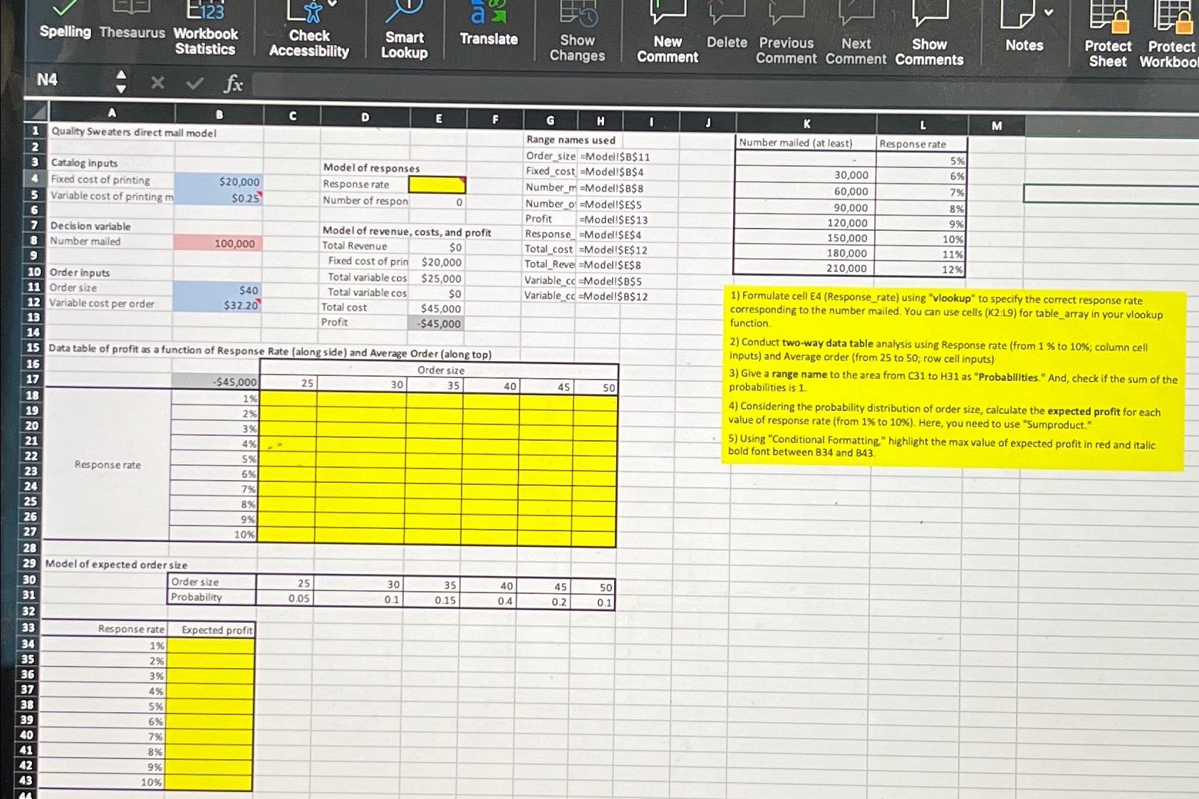 Solved Formulate cell E4 (Response _rate) ﻿using "vlookup" | Chegg.com