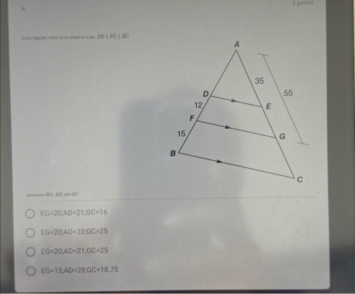Solved EG=20;AD=21,GC=16 EG=20,AD=33;GC=25 EG=20;AD=21;GC=25 | Chegg.com