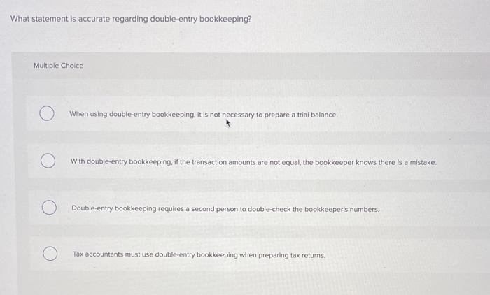 Solved What statement is accurate regarding double-entry | Chegg.com