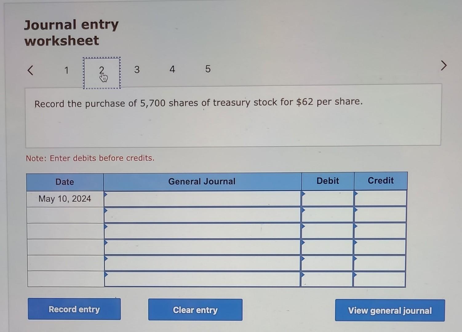 Solved Exercise 10-12 (Algo) Record common stock, treasury | Chegg.com