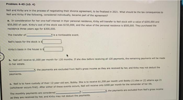 Solved Problem 4-45 (LO. 4) Nell and Kirby are in the | Chegg.com