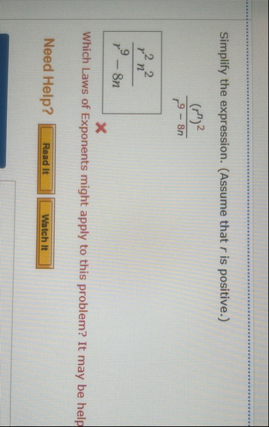 Solved Simplify the expression. (Assume that r ﻿is | Chegg.com
