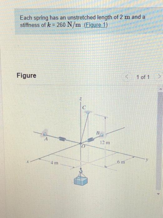 Solved Each spring has an unstretched length of 2 m and a | Chegg.com