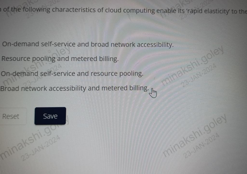 Solved of the following characteristics of cloud computing | Chegg.com