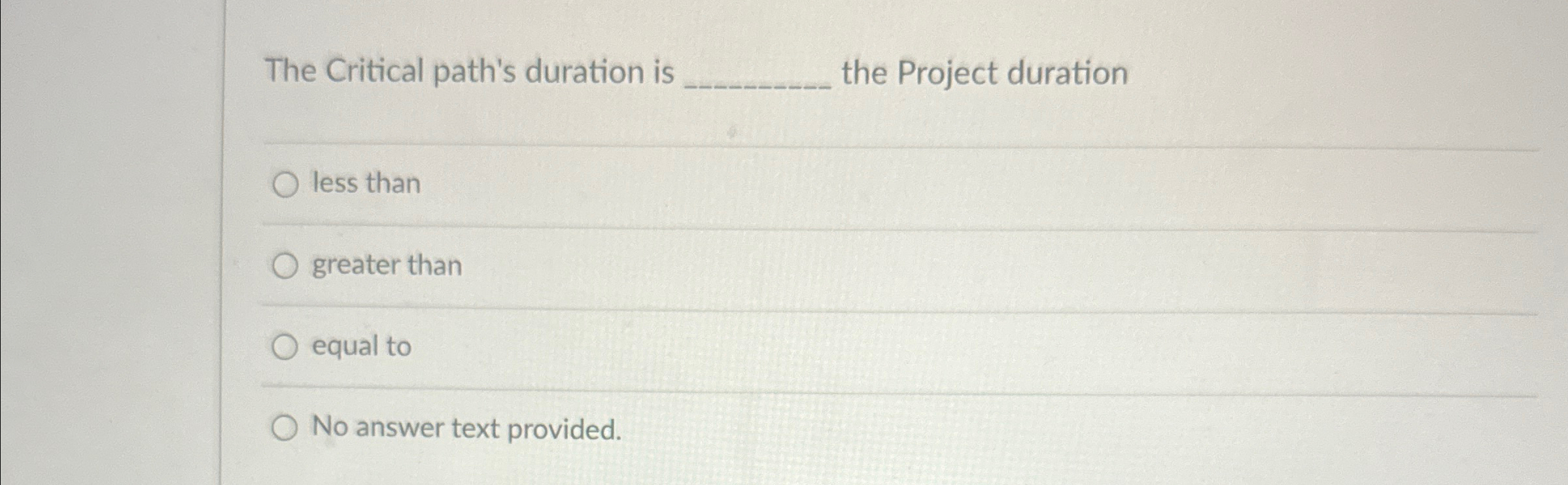 Solved The Critical path's duration is ﻿the Project | Chegg.com