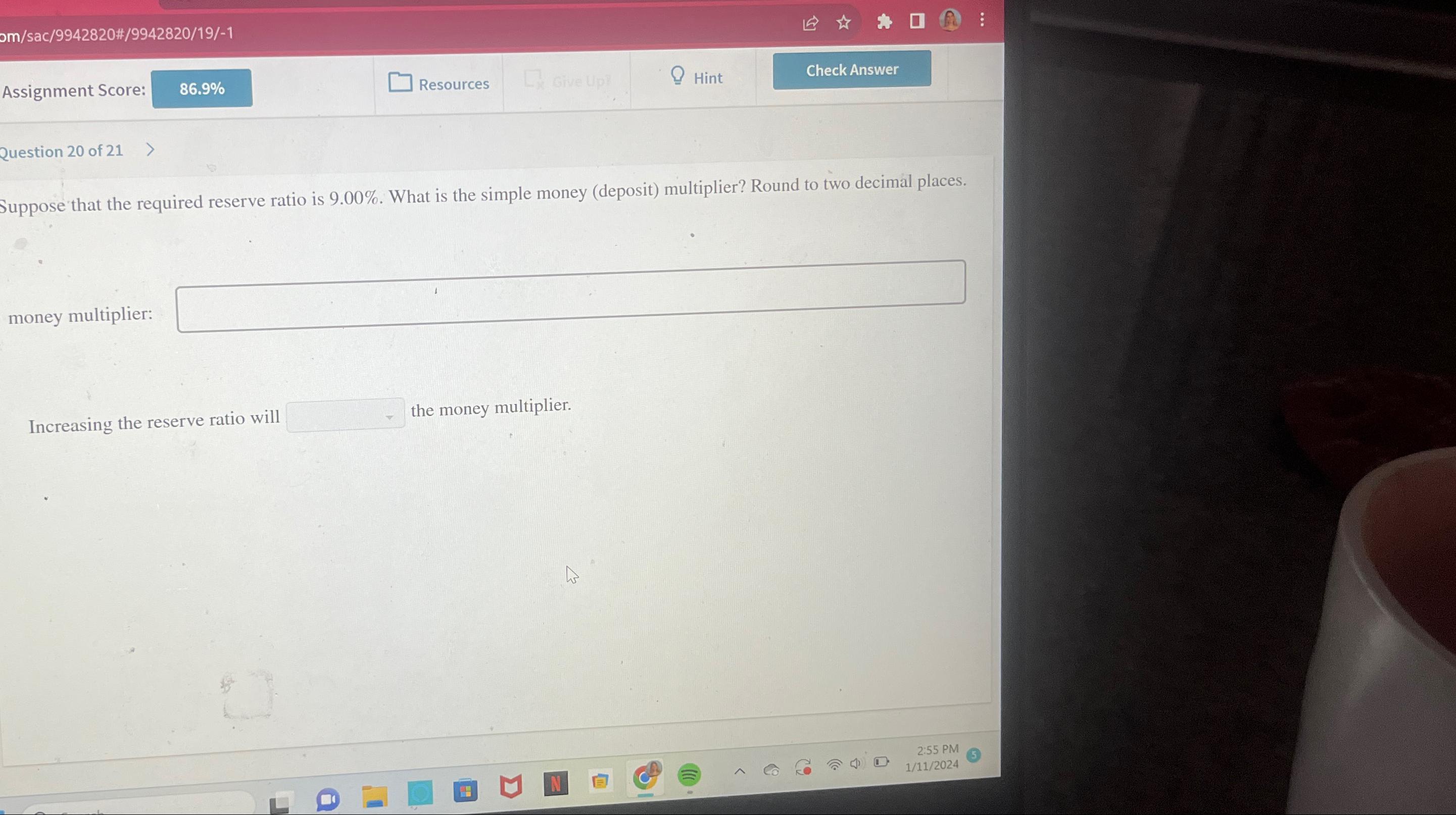 Solved Assignment Score:ResourcesHintQuestion 20 ﻿of | Chegg.com