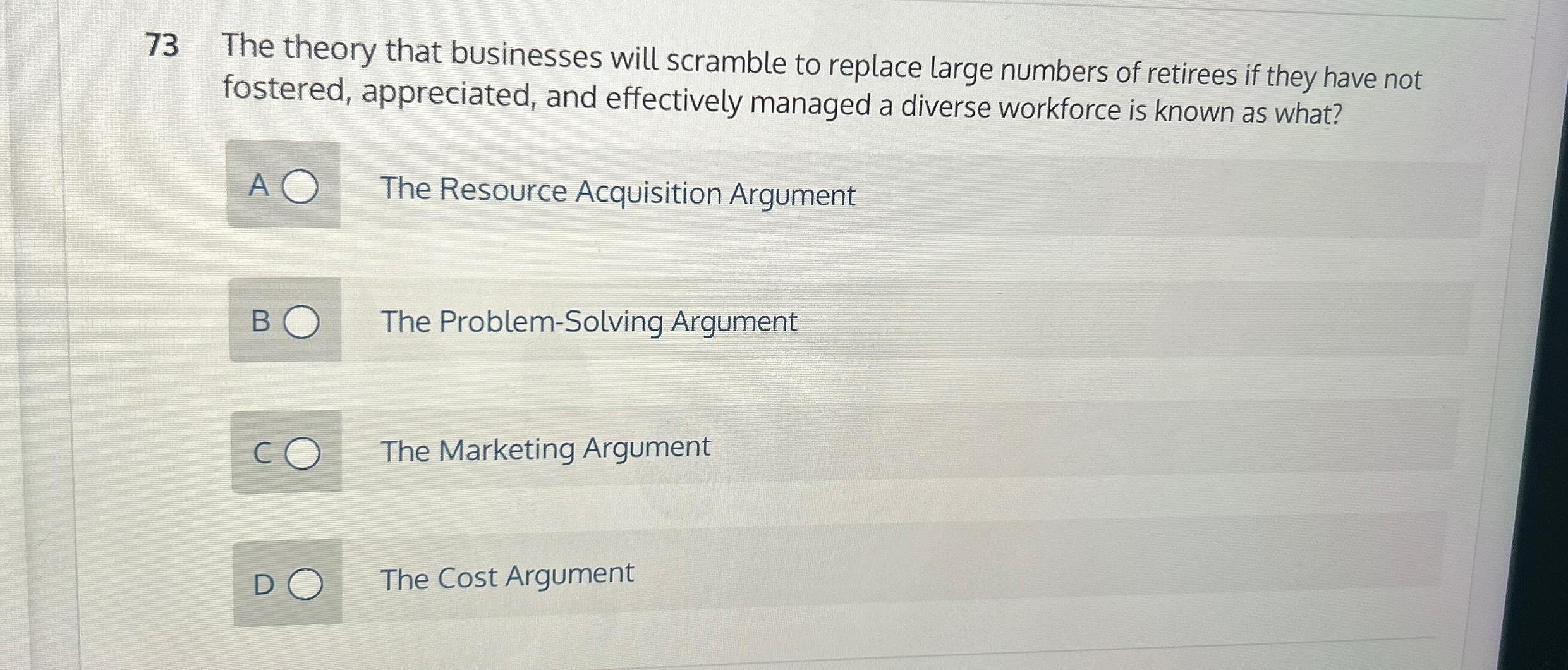 Solved 73 ﻿The theory that businesses will scramble to | Chegg.com