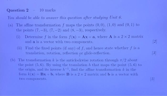 Solved 2 Question 2 10 Marks You Should Be Able To Answer 