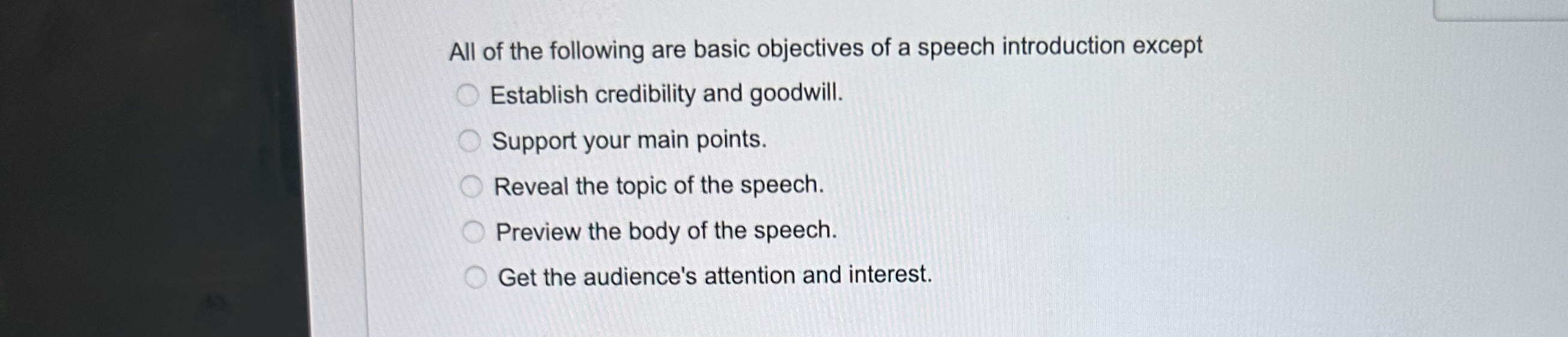 Solved All of the following are basic objectives of a speech | Chegg.com