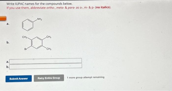 Solved Write IUPAC names for the compounds below. If you use | Chegg.com