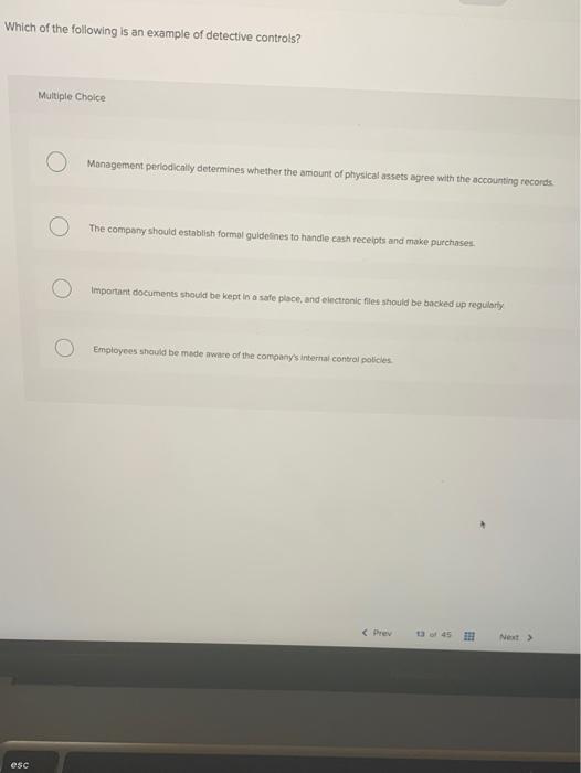Solved Which of the following is an example of detective | Chegg.com
