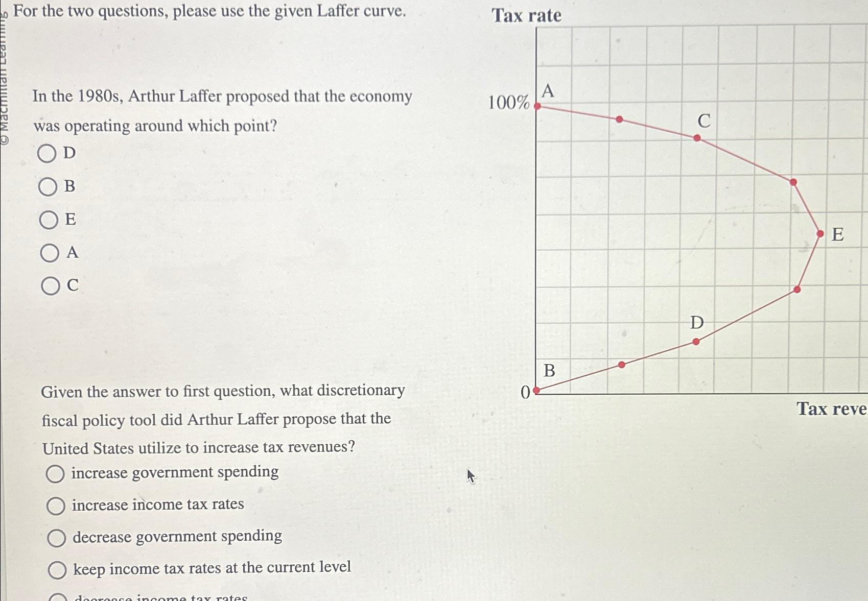 Solved For the two questions, please use the given Laffer | Chegg.com