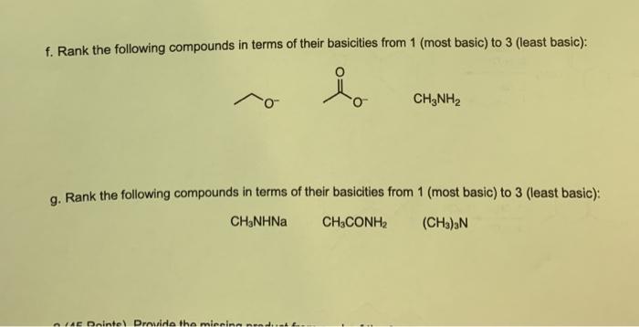 Solved rank the following compounds in terms of their | Chegg.com