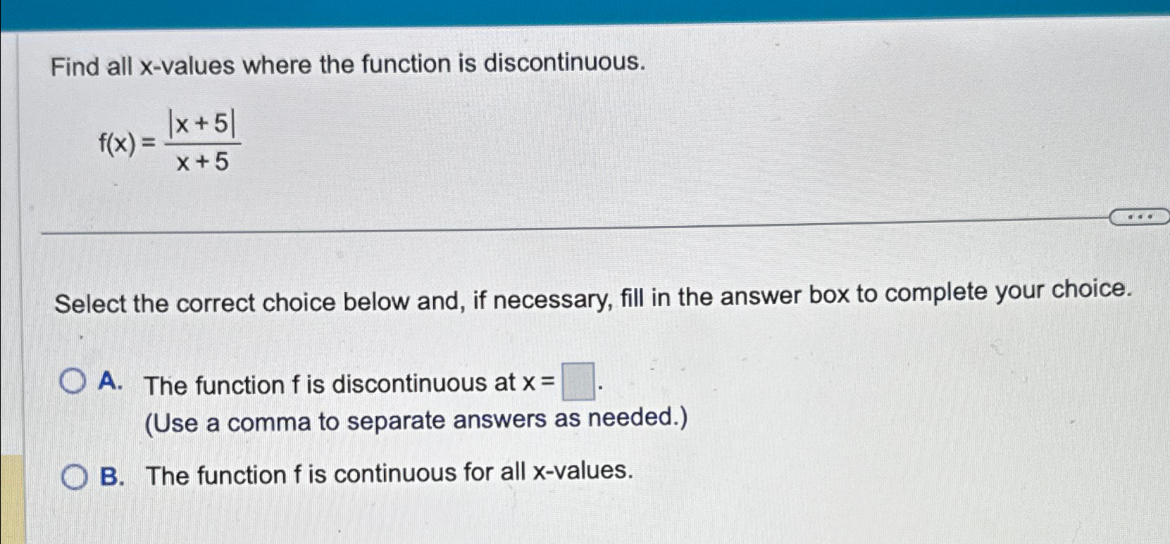 Solved Find all x-values where the function is | Chegg.com
