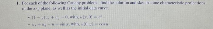 Solved 1. For each of the following Cauchy problems, find | Chegg.com