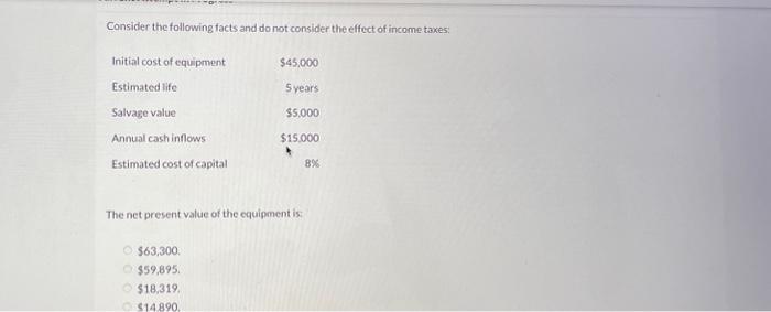 Solved Consider the following facts and do not consider the | Chegg.com