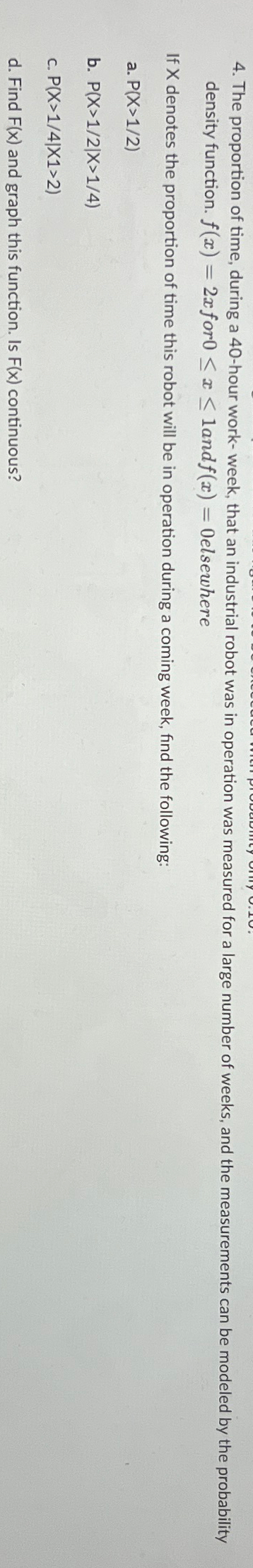 Solved density function. f(x)=2x ﻿for 0≤x≤1 ﻿and f(x)=0 | Chegg.com