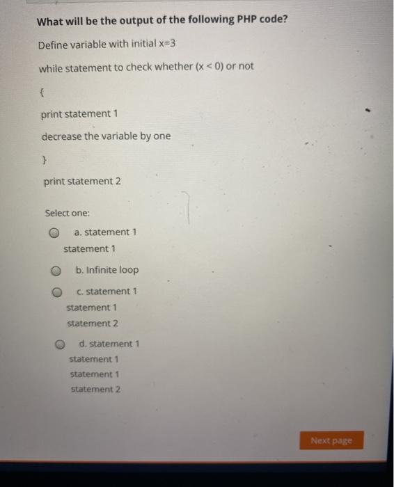 Solved What Will Be The Output Of The Following Php Code