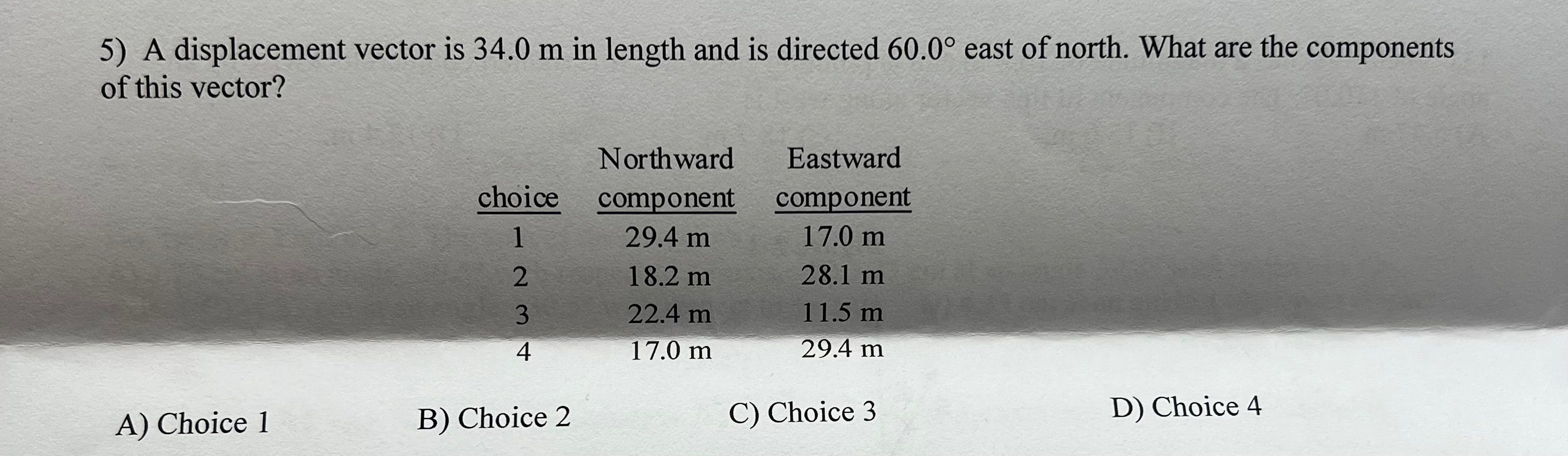 Solved A displacement vector is 34.0m in length and is | Chegg.com