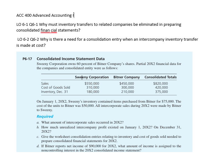 Solved ACC 400 ﻿Advanced Accounting II Please mention the | Chegg.com