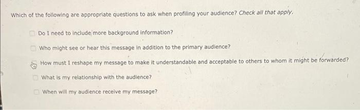 Solved Which of the following are appropriate questions to | Chegg.com