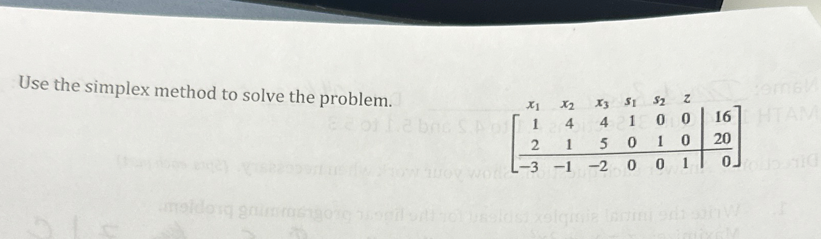 Solved Use the simplex method to solve the | Chegg.com
