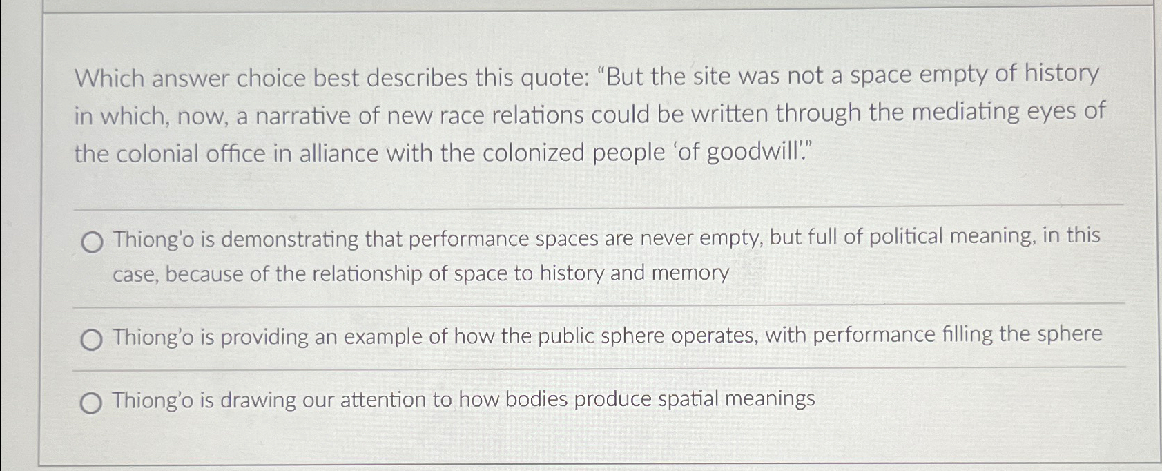 Solved Which answer choice best describes this quote: "But | Chegg.com