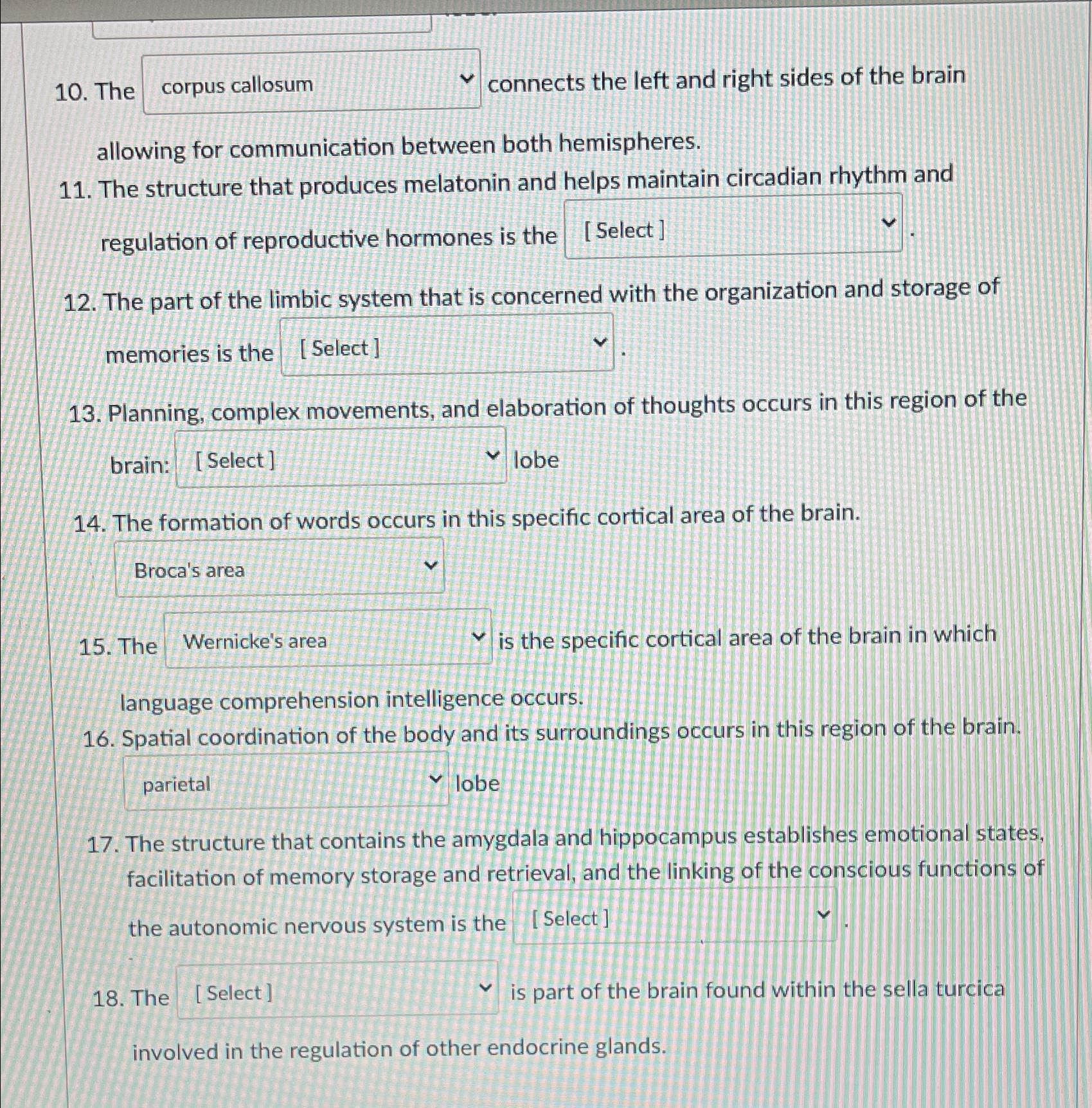 Solved The connects the left and right sides of the brain | Chegg.com