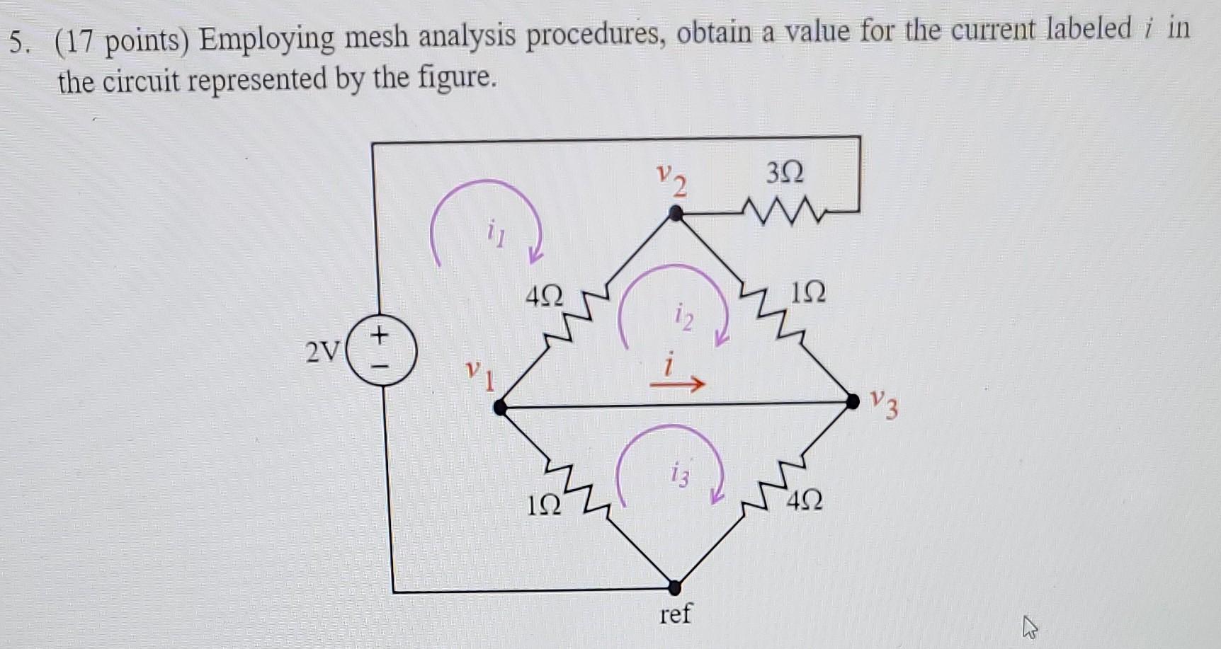 Solved 5. (17 points) Employing mesh analysis procedures, | Chegg.com