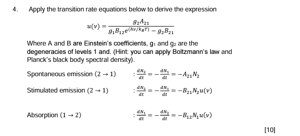 Solved Apply the transition rate equations below to derive | Chegg.com