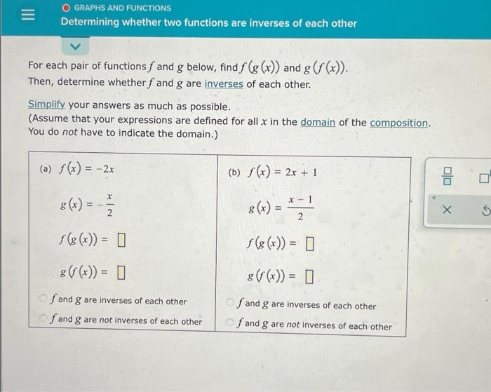 Solved III O GRAPHS AND FUNCTIONS Determining whether two | Chegg.com