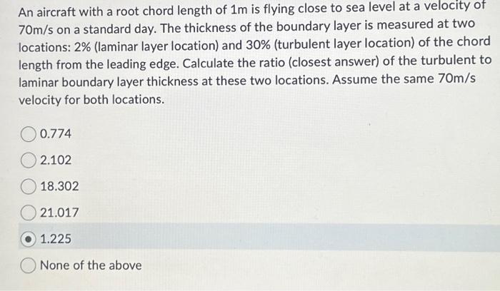 Solved An aircraft with a root chord length of 1 m is flying | Chegg.com
