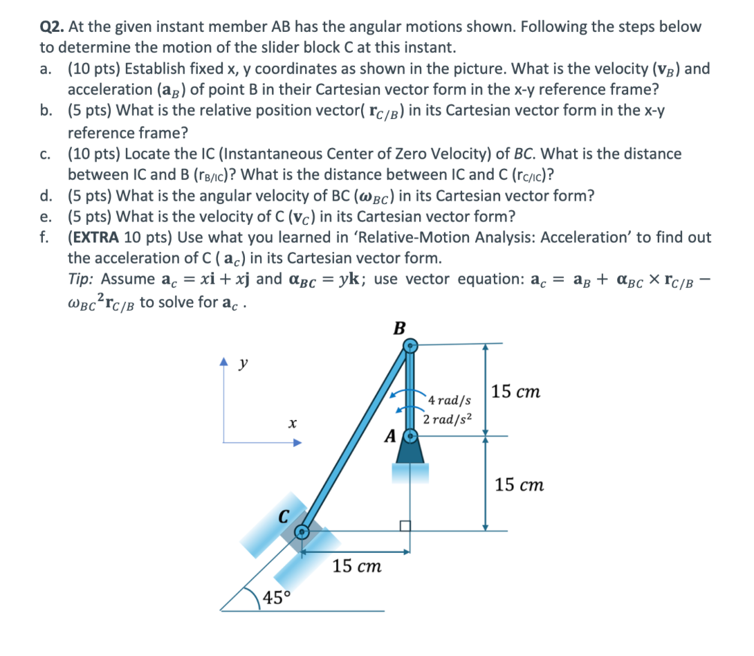 Solved Q2. ﻿At the given instant member AB ﻿has the angular | Chegg.com