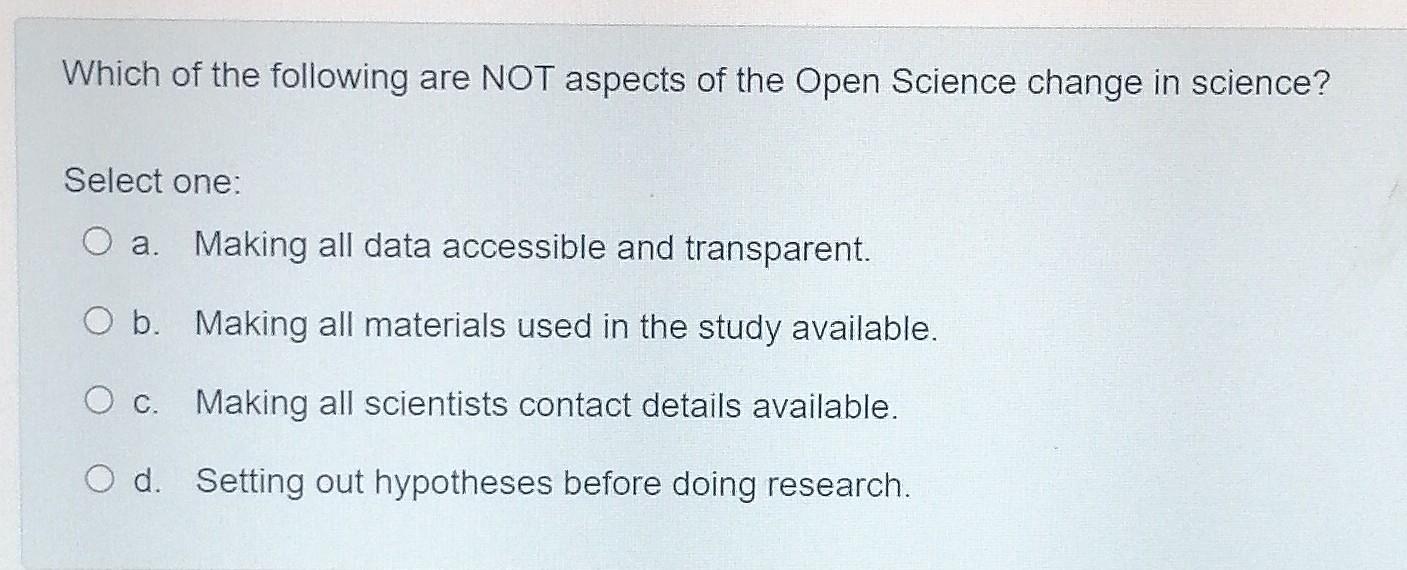 Solved Which of the following are NOT aspects of the Open | Chegg.com